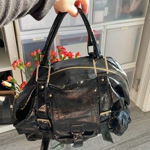 Botkier | Bags | Botkier Patent Leather Black Sasha Large Duffle Tote ...